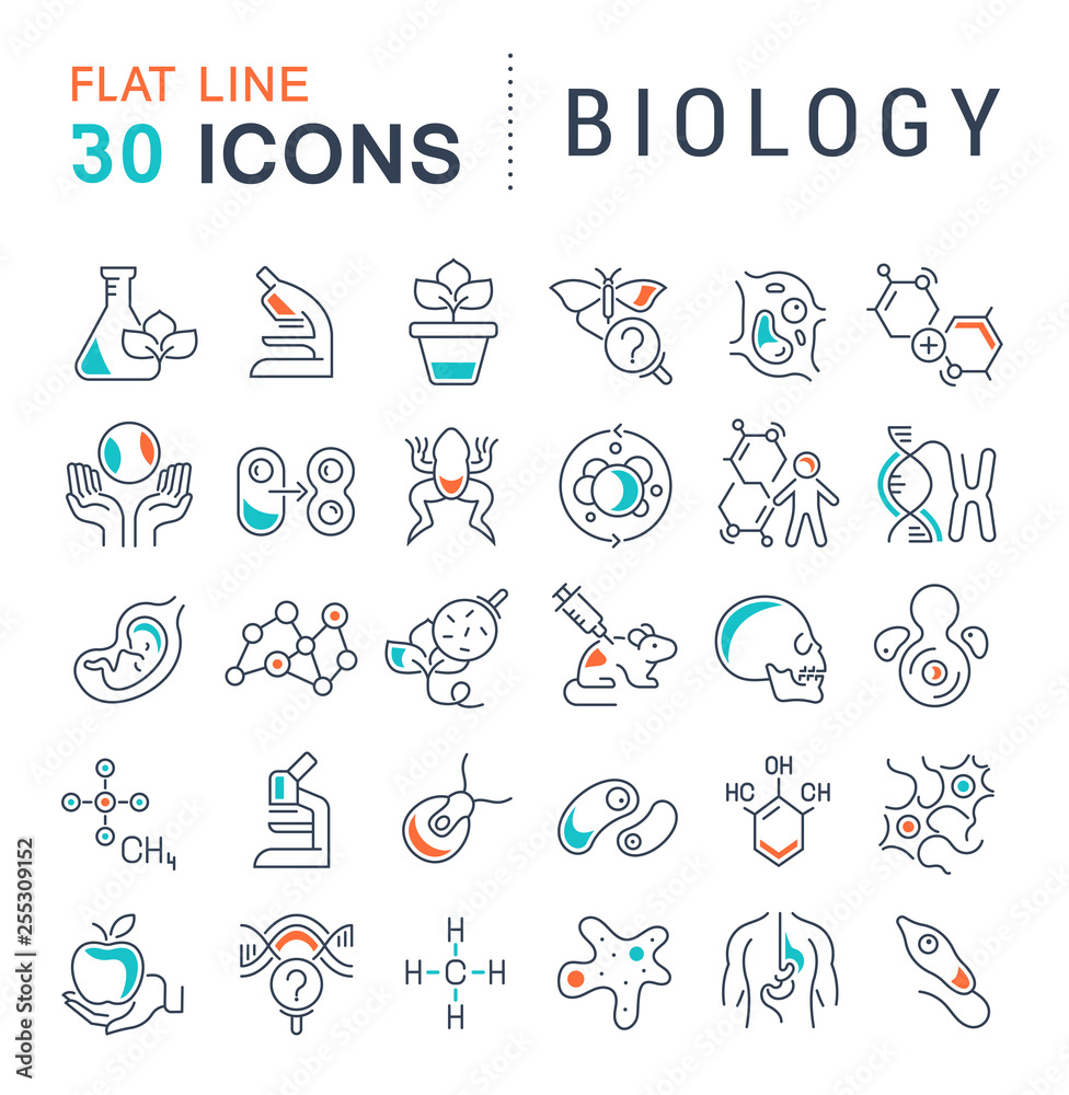 Set Vector Line Icons of Biology. Stock Photo | Adobe Stock