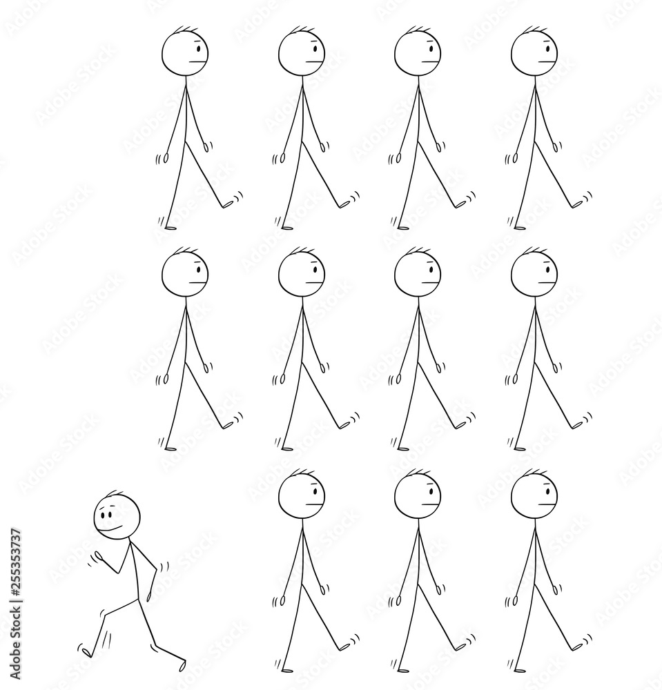 Cartoon stick figure drawing conceptual illustration of man or ...