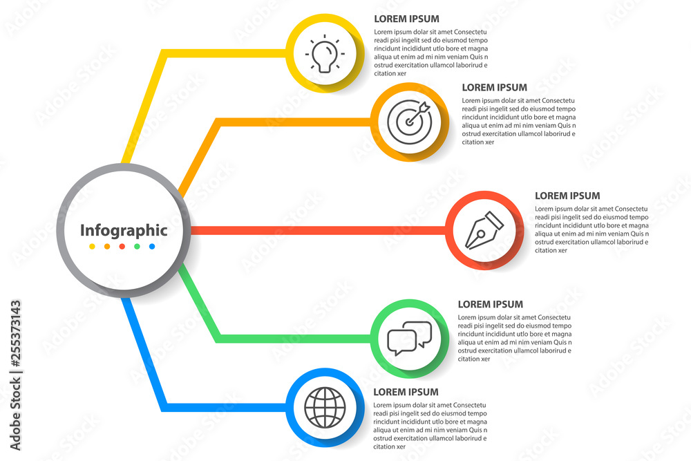 infographic 5 step presentation, infographic linear circle Stock Vector ...