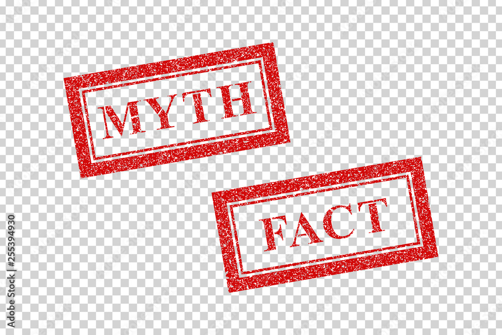 Vector realistic isolated red rubber stamp of Myth and Fact logo for ...