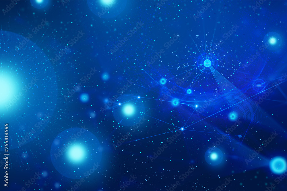 run the world of particle ai tech neon glow wave futuristic network ...