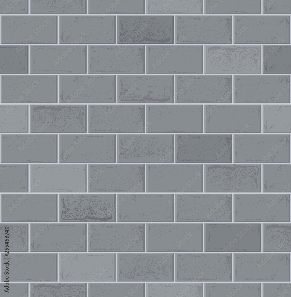Brick wall. Grey brick texture. Seamless vector pattern. Vector Stock ...