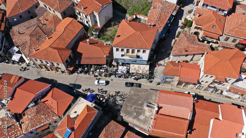 Aerial drone photo from famous and picturesque village of Arachova ...