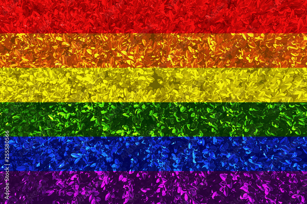 LGBT flag with texture of leaves and bushes. Background wallpaper for ...