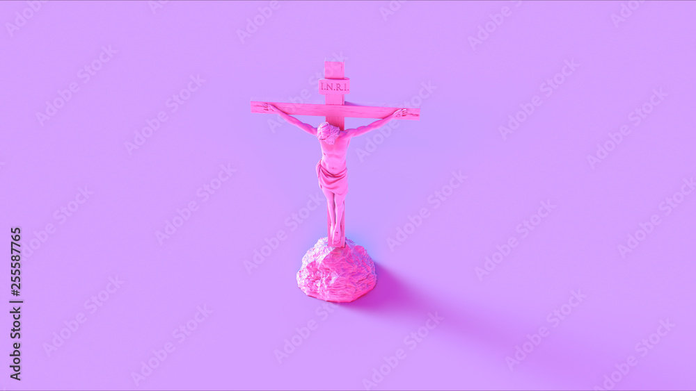 Pink Jesus Christ on the Cross with a Crown of Thorns Jesus of Nazareth ...