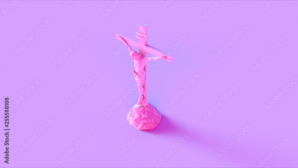 Pink Jesus Christ on the Cross with a Crown of Thorns Jesus of Nazareth ...