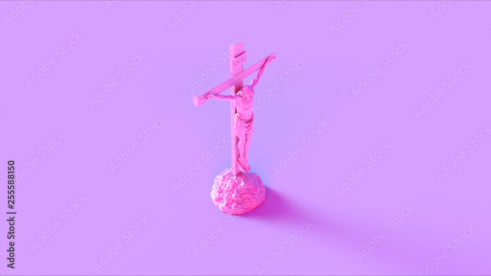 Pink Jesus Christ on the Cross with a Crown of Thorns Jesus of Nazareth ...