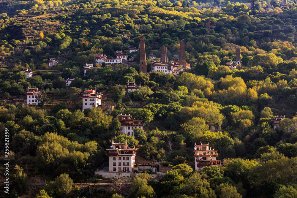Danba County, Sichuan Province China. Zhonglu Township, Architectural ...