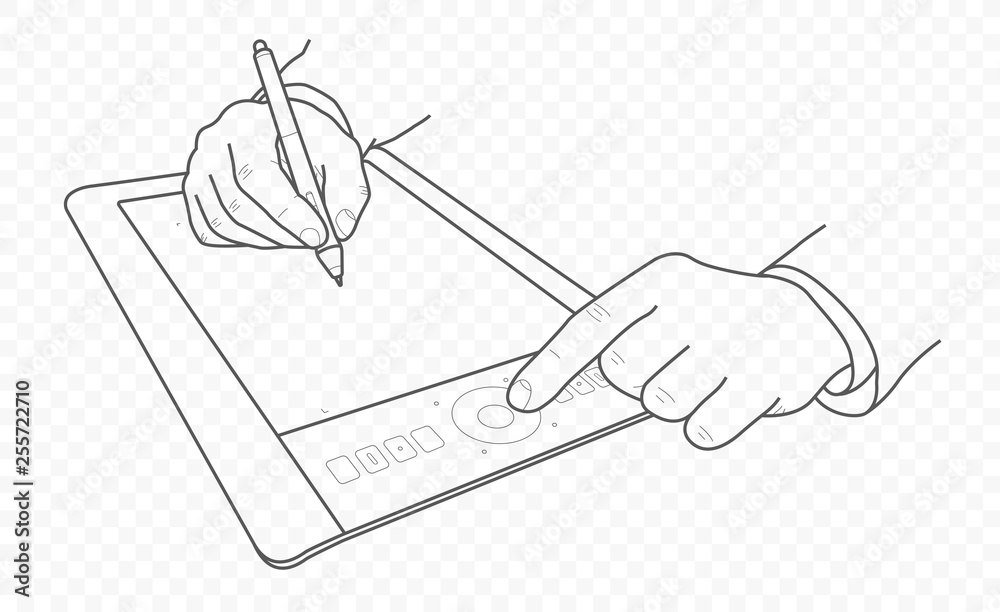 Vector outline graphic tablet for drawing by artist and designer ...