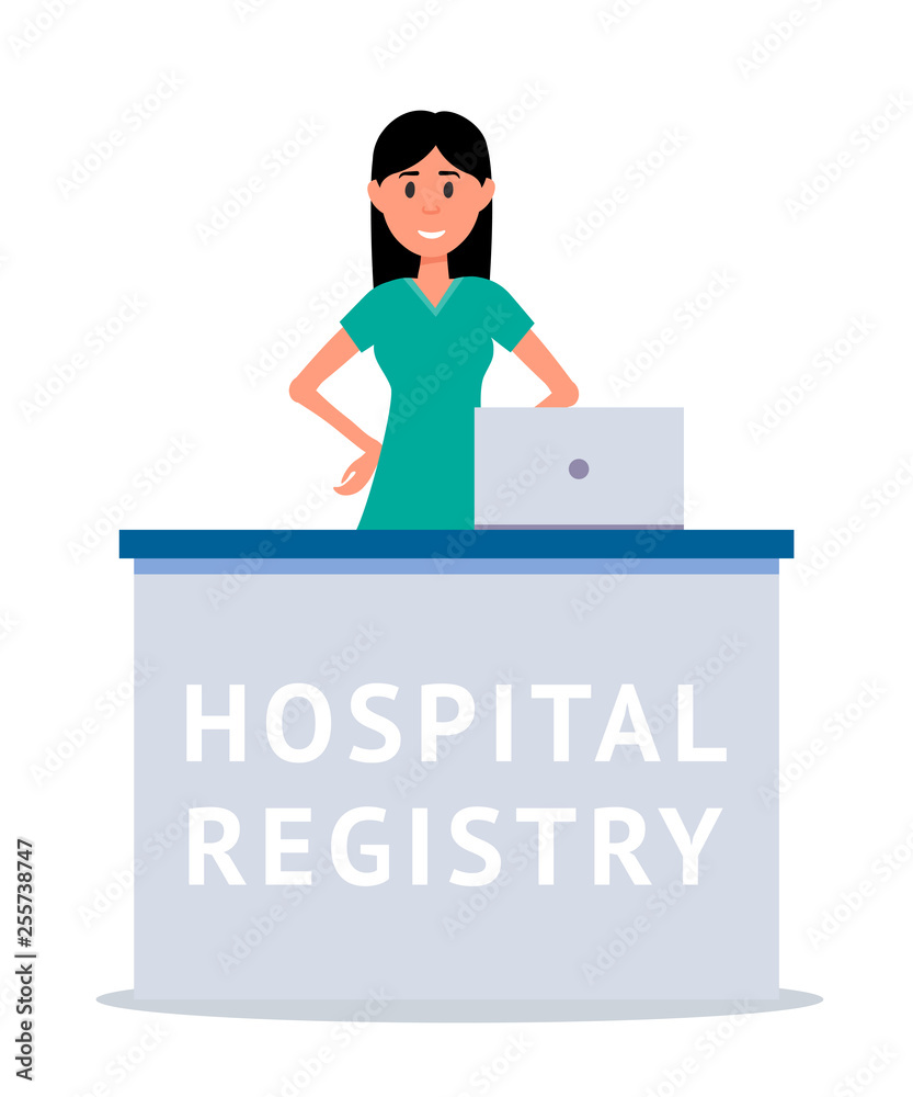 Hospital reception cartoon vector illustration Stock Vector | Adobe Stock