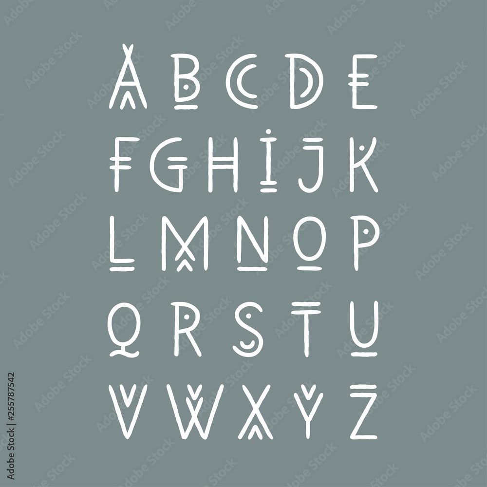 Vector alphabet set. Capital letters in geometric line art style. For ...