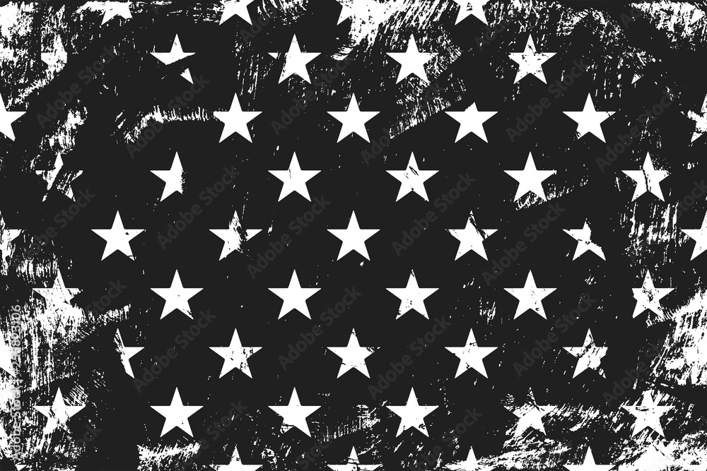 Grunge pattern with stars. Horizontal black and white backdrop. Stock ...