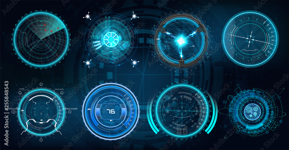 Futuristic optical aim in HUD style. Military collimator sight, gun ...