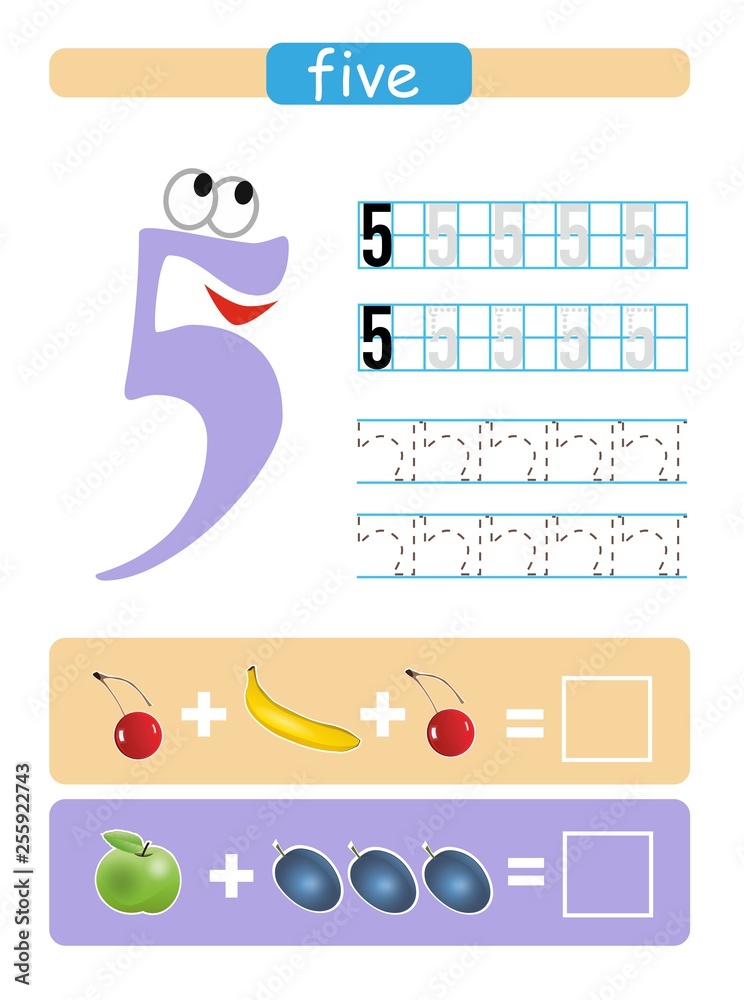 Printable worksheet for kindergarten and preschool. Learning numbers ...