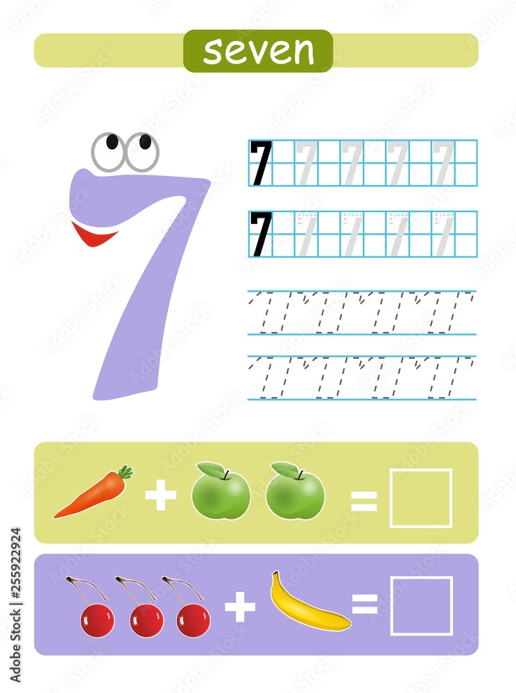 Printable worksheet for kindergarten and preschool. Learning numbers ...