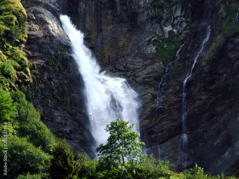 Waterfall Stauber or Wasserfall Stäuber, Brunnibach stream in the ...