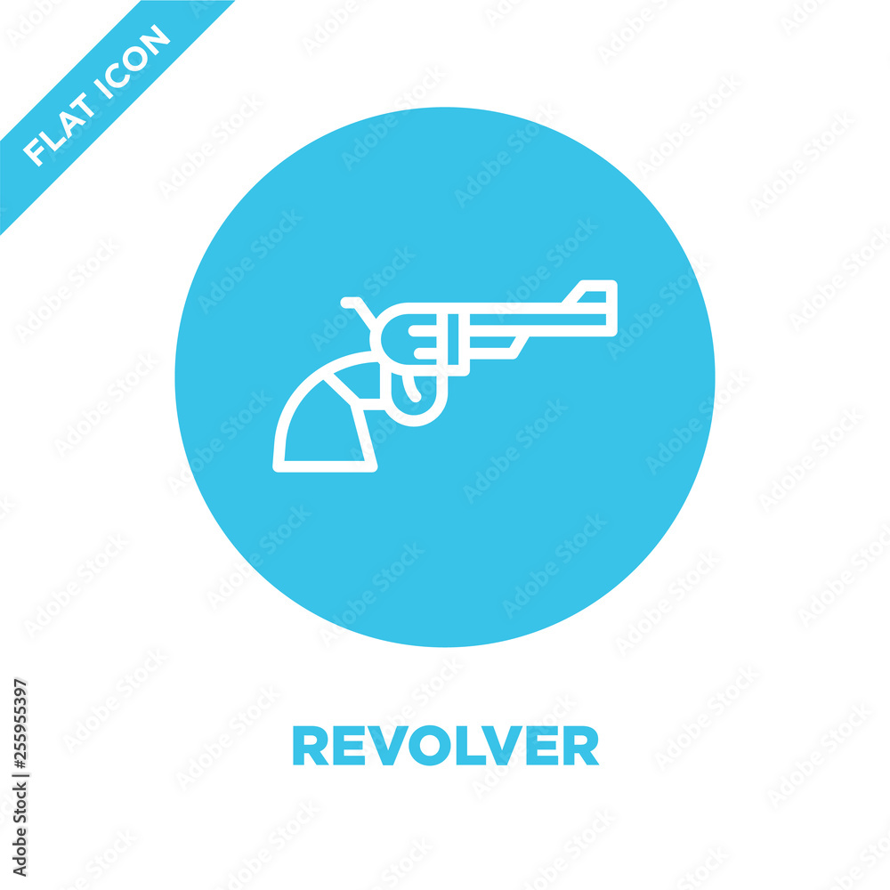revolver icon vector from military collection. Thin line revolver ...