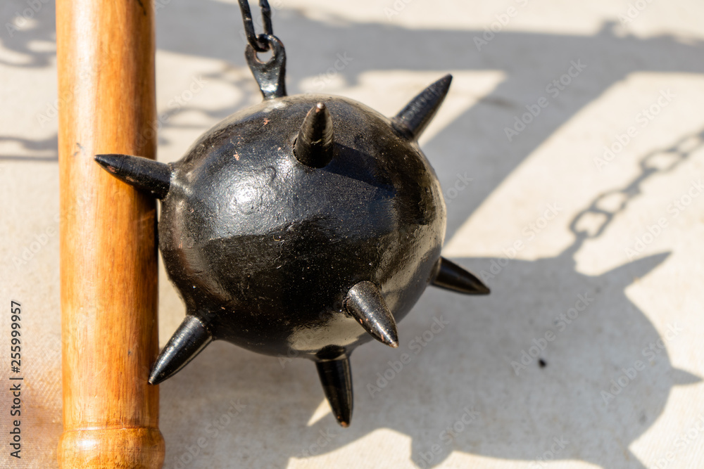 Morning Star, a medieval weapon made of a heavy iron ball with spikes ...