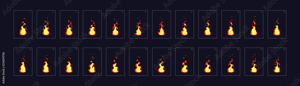 Fire animation sprites, torch, campfire, fire trap, fire pillar or ...