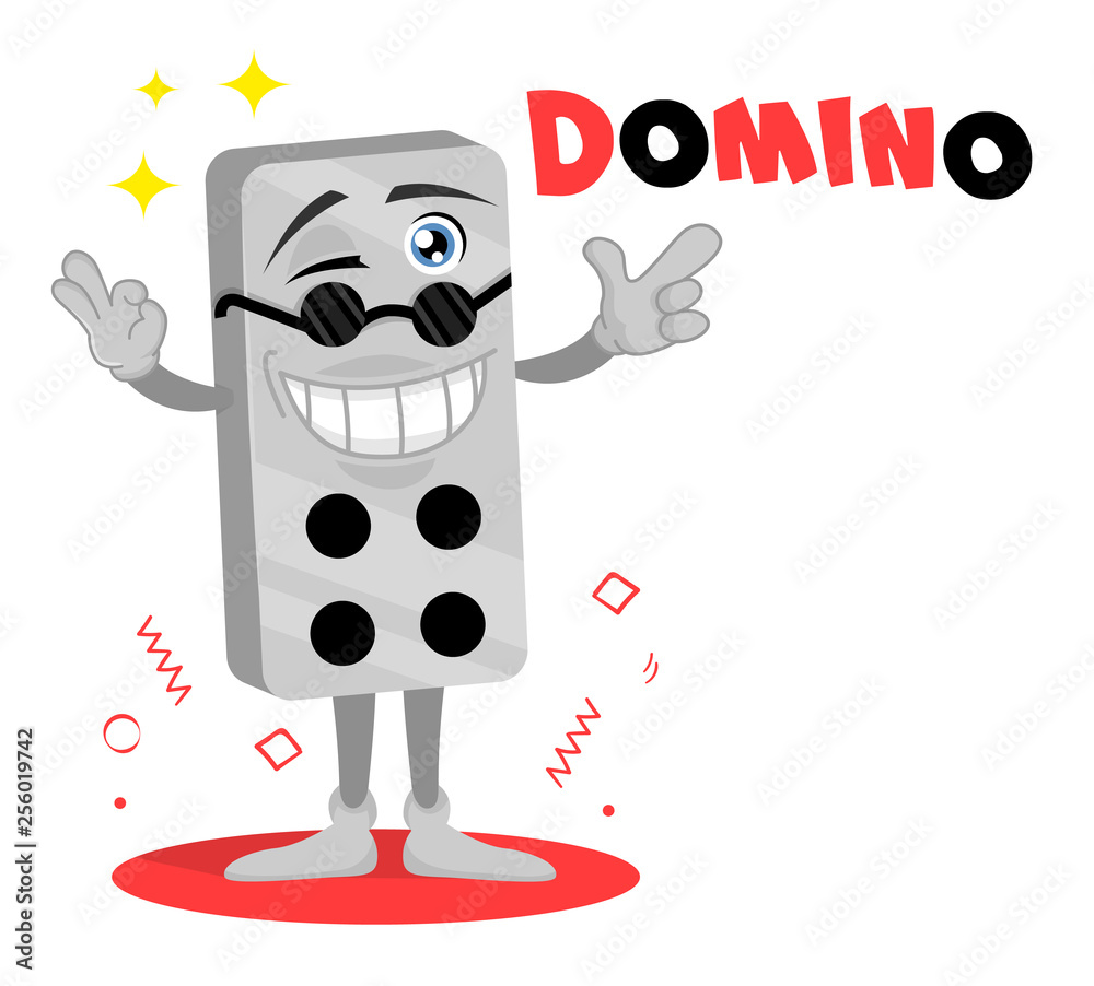 Domino vector funny logo. Cute cartoon character. Brick Game mascot ...