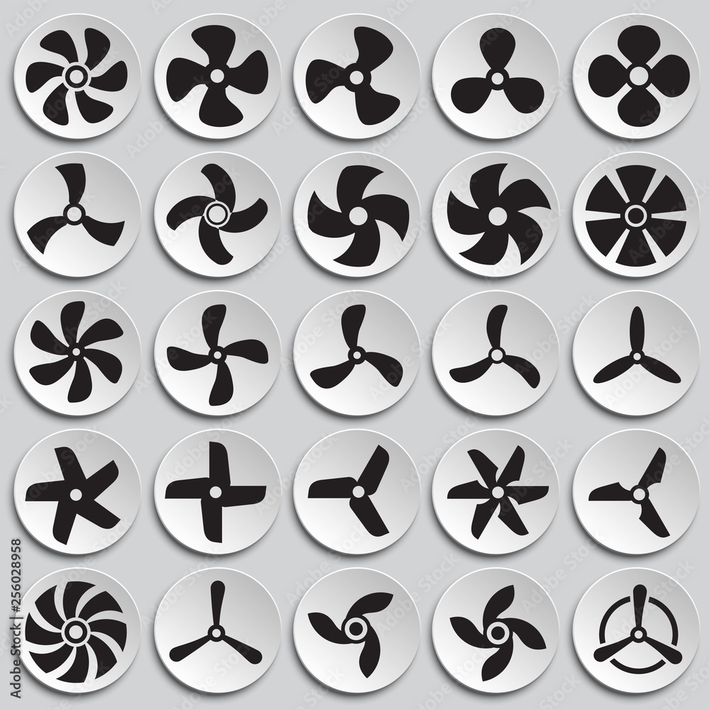 Propeller icons set on plates background for graphic and web design ...