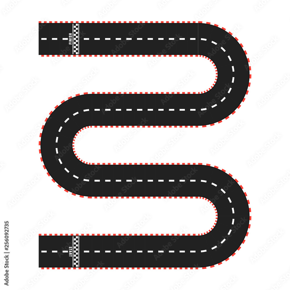 Race track with start and finish line. top view Stock Vector | Adobe Stock