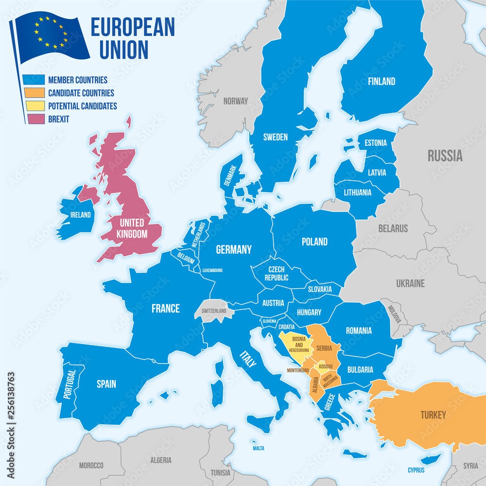 Map of the European Union in english language Stock Vector | Adobe Stock