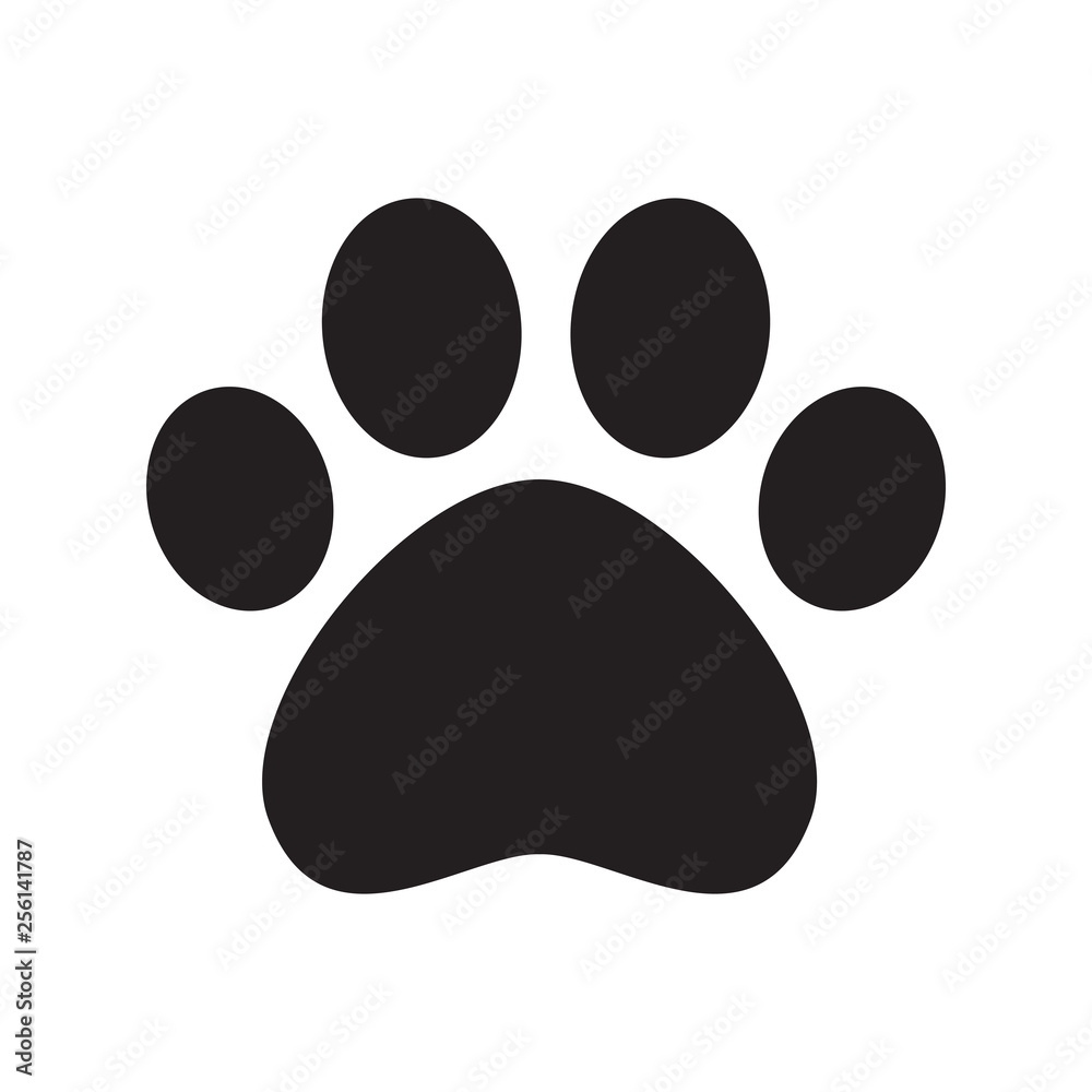 Stock-Vektorgrafik „Dog paw vector footprint logo icon cat claw cartoon ...
