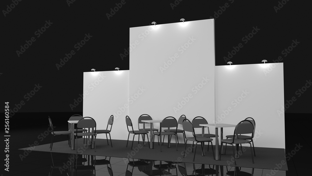 Blank creative exhibition stand design with color shapes. Booth ...