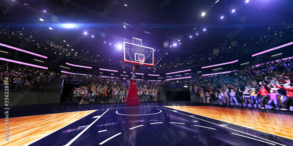 Basketball court wide view. all cort in a little defocus bacground ...