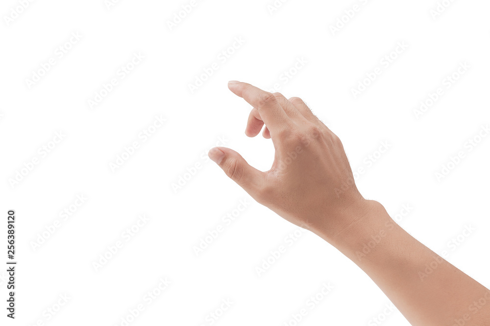 man hand touching something on white background Stock Photo | Adobe Stock