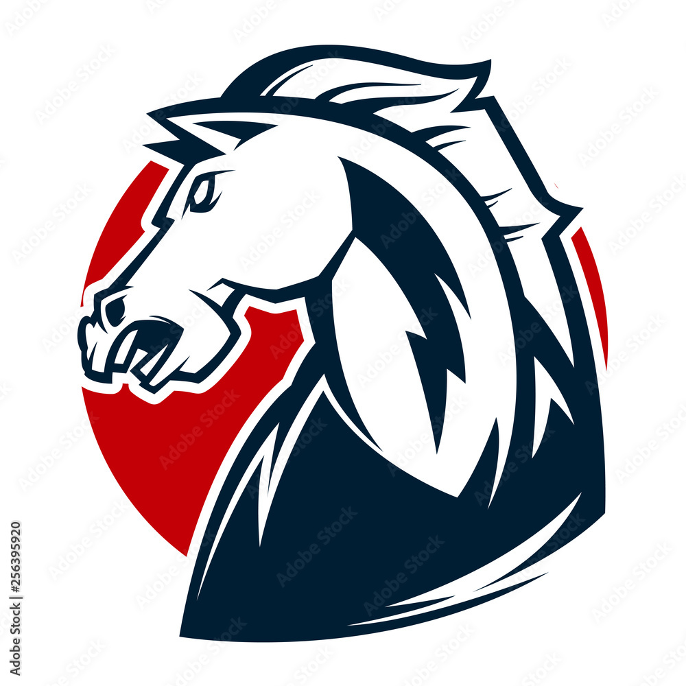 angry horse head black and white mascot esports logo illustration Stock ...