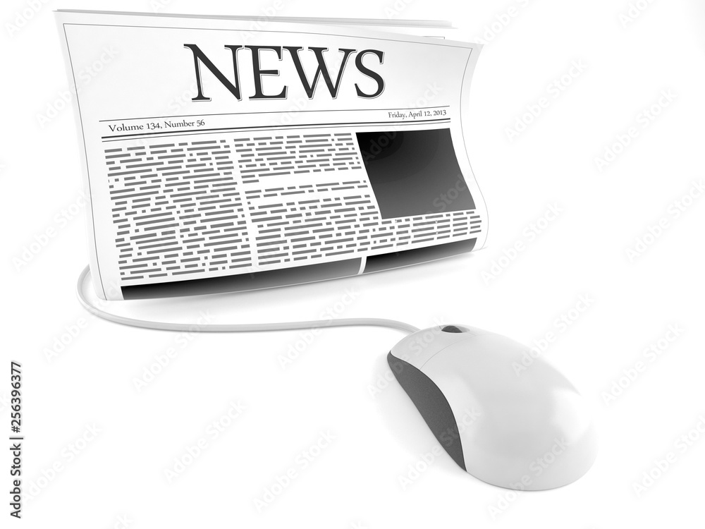 Newspaper with computer mouse Stock Illustration | Adobe Stock