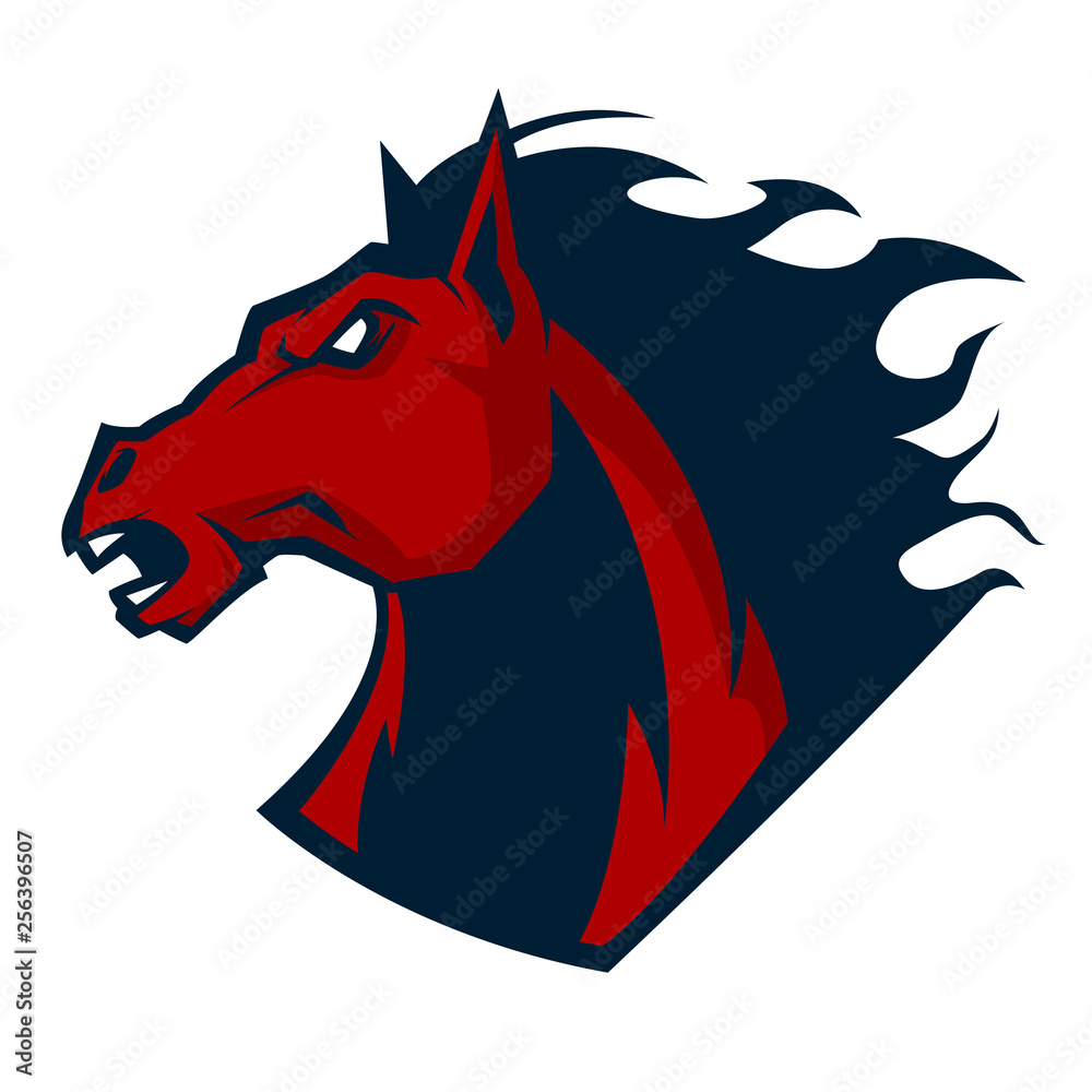 angry horse head mascot esports logo illustration Stock Vector | Adobe ...