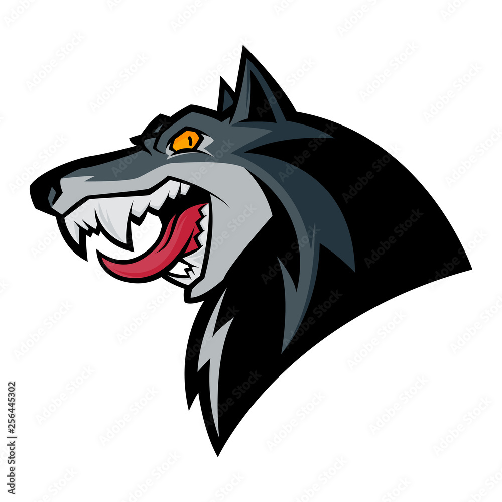 angry wolf head illustration mascot esports logo Stock Vector | Adobe Stock