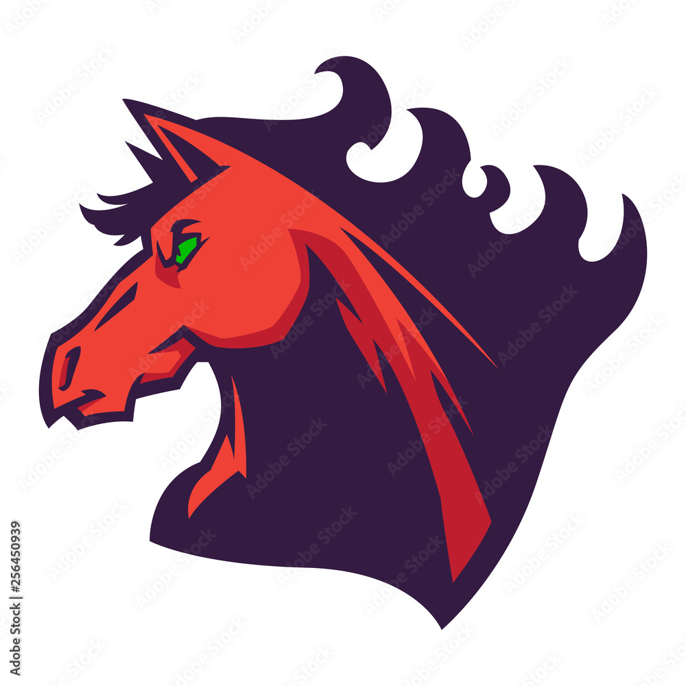angry head horse mascot side view esports logo vector illustration ...
