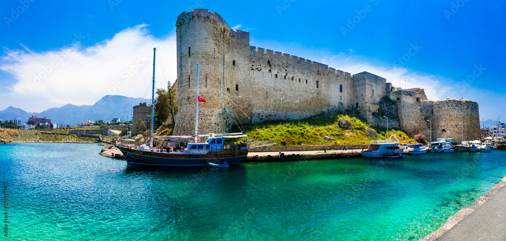 Landmarks of Cyprus - Kyrenia old town , medieval fortress in northen ...