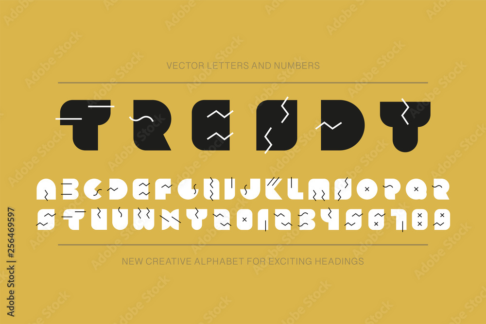 Vector de Stock Modern stylized font - vector minimalistic memphis design. Trendy english ...