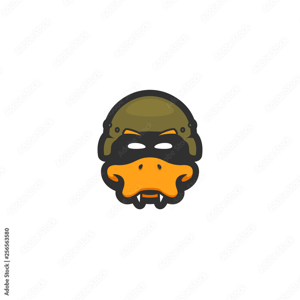Evil army of duck logo mascot. Duck soldier head character mascot ...