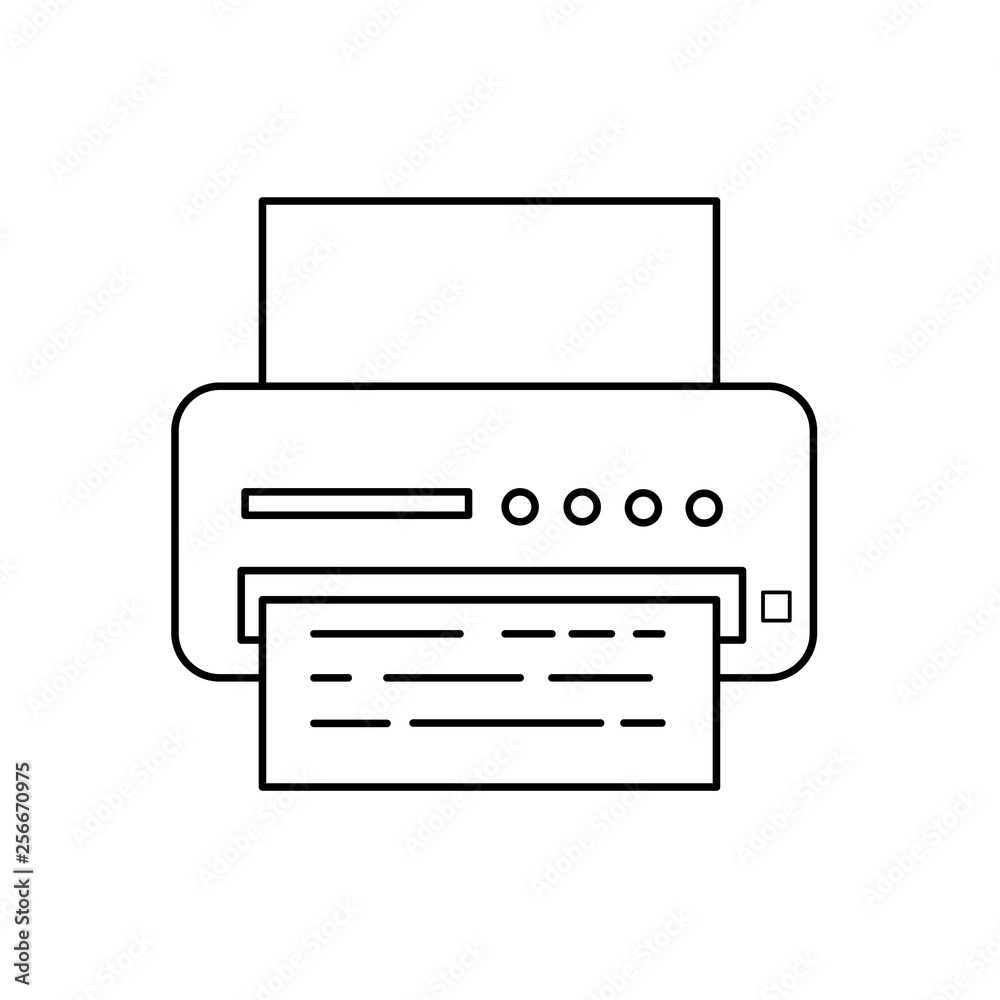 Printer icon vector, document machine office for print report paper on ...