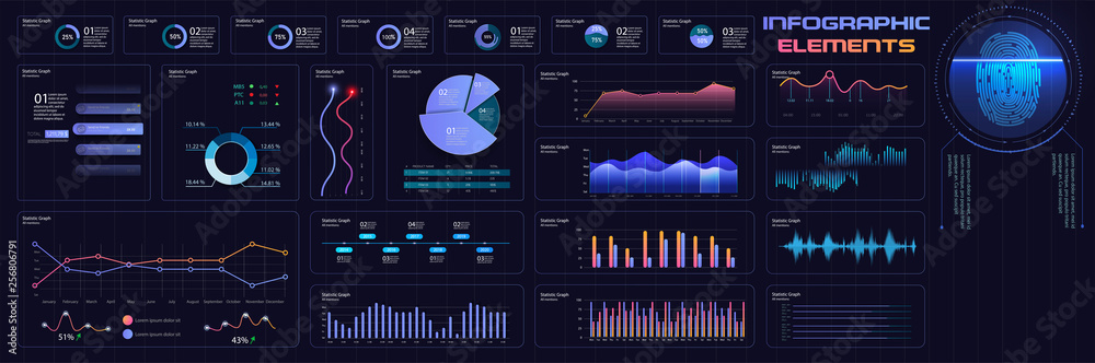 Modern intelligent infographic diagram trends interface.A set of panel ...