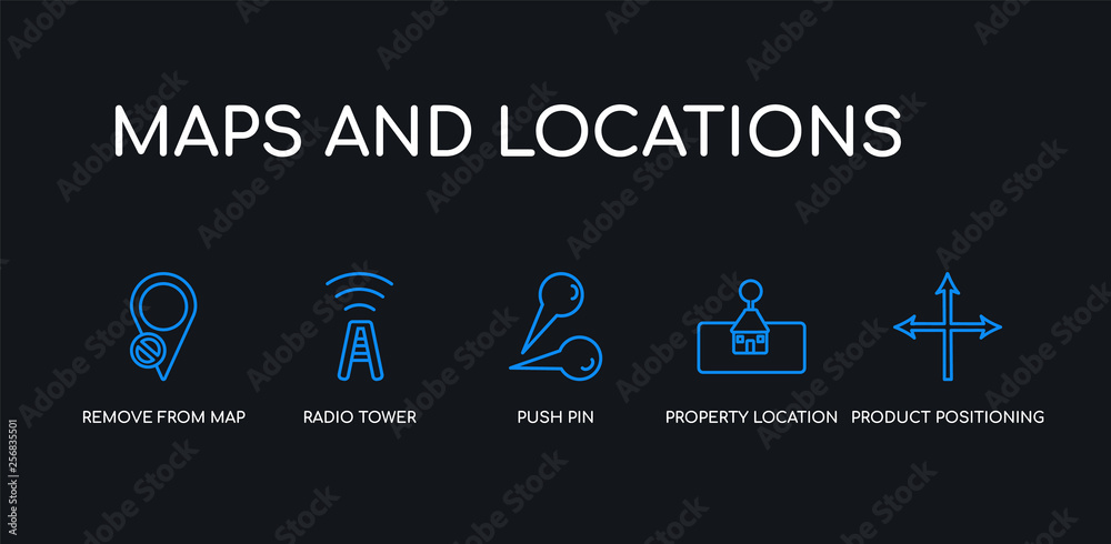 Image vectorielle Stock 5 outline stroke blue product positioning ...