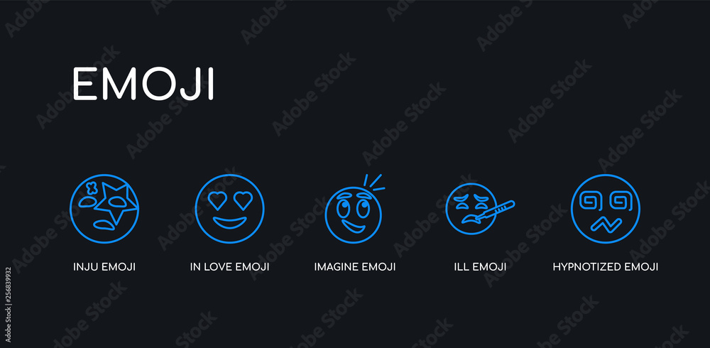 5 outline stroke blue hypnotized emoji, ill emoji, imagine emoji, in ...