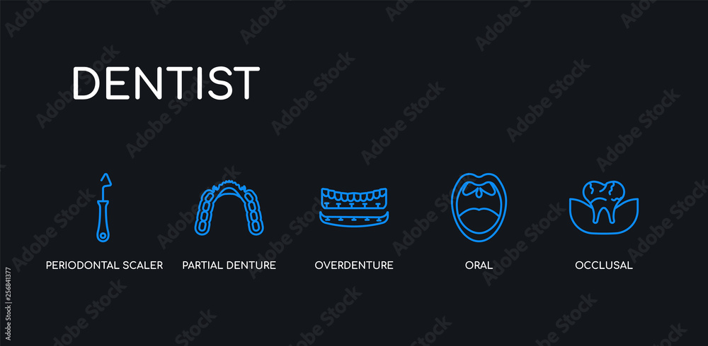 5 outline stroke blue occlusal, oral, overdenture, partial denture ...
