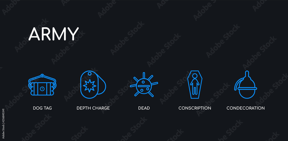 5 outline stroke blue condecoration, conscription, dead, depth charge ...