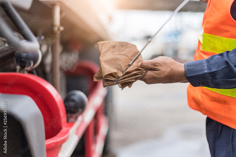 Preforming a pre-trip inspection on a truck,Concept preventive ...