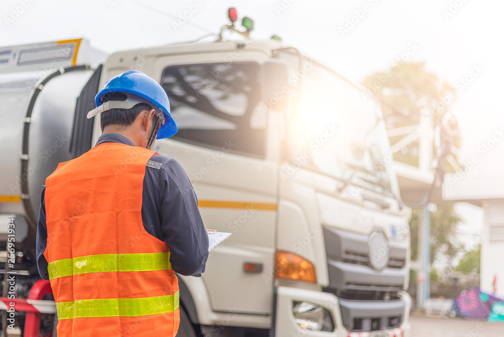 Preforming a pre-trip inspection on a truck,Concept preventive ...