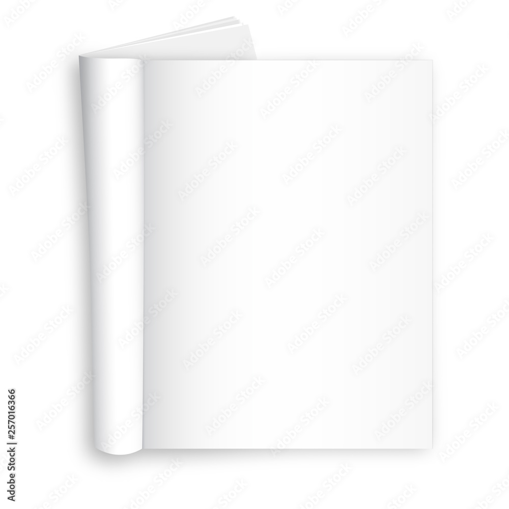 Realistic illustration of blank layout of open newspaper, magazine on ...
