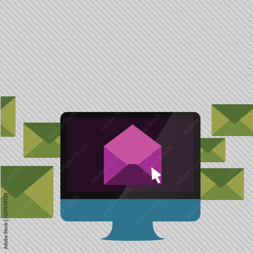 Open Color Envelope inside Computer Screen. Letter Casing Surrounds the ...