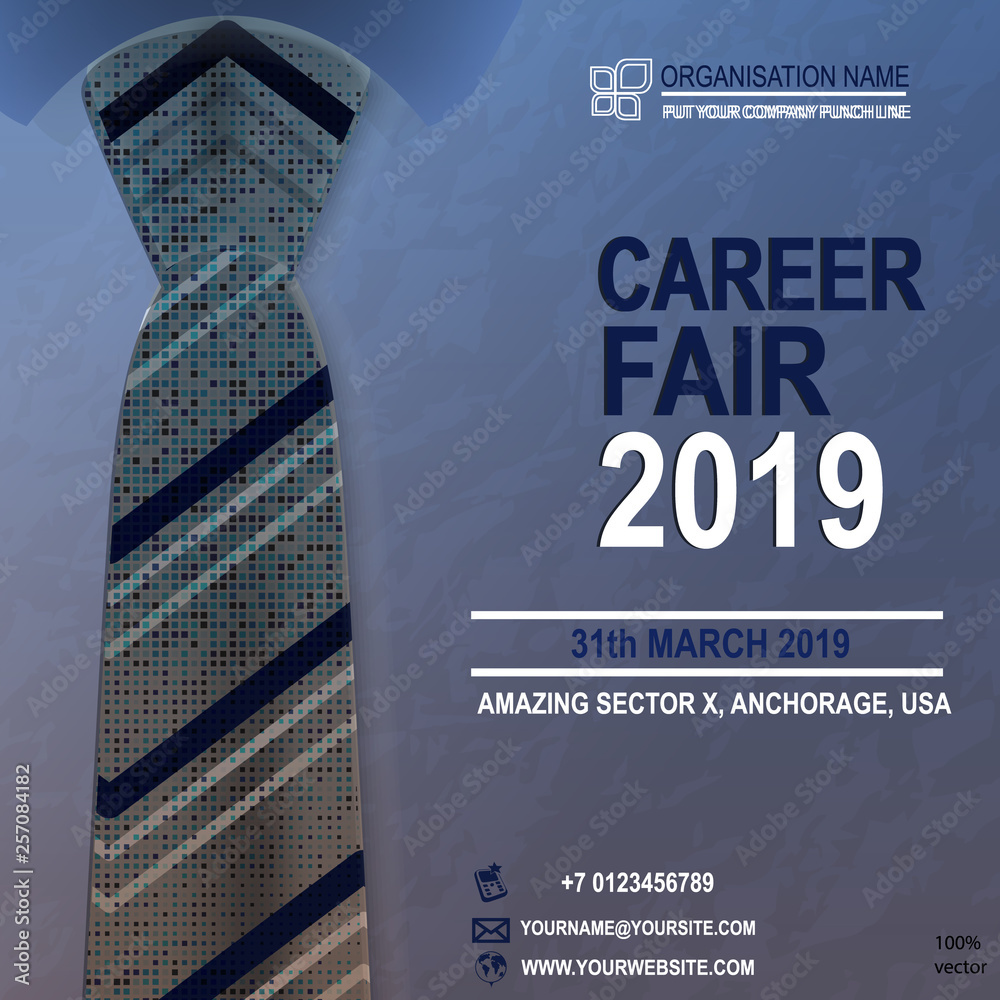 Recruitment design poster. We are hiring invitation with collar, tie ...